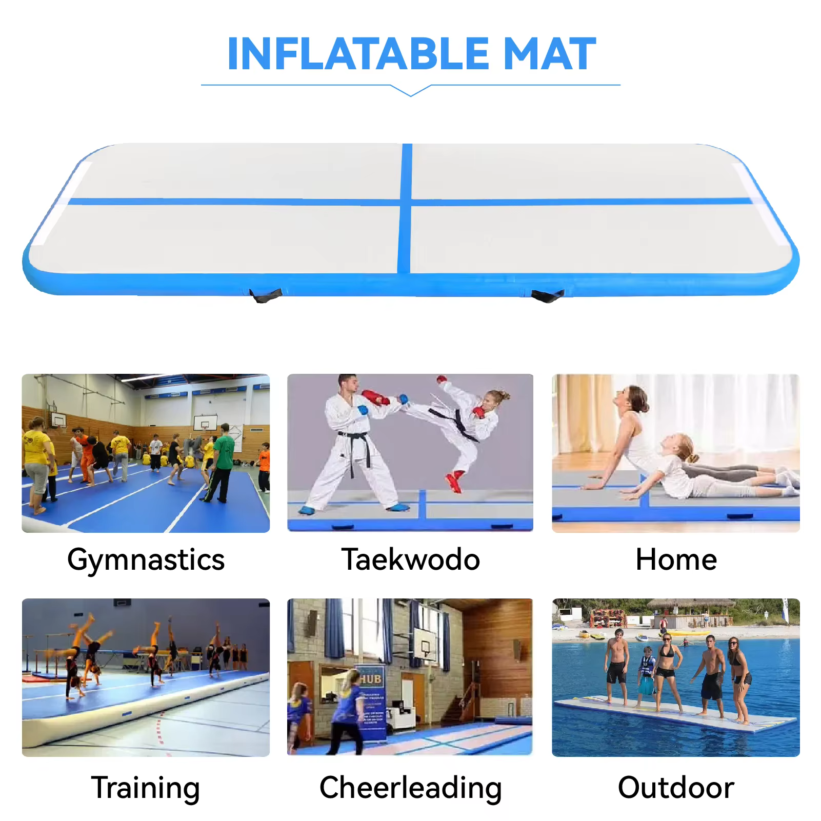10ft/13ft/16ft/20ft Inflatable Gymnastics Air Track Tumbling Mat for ...